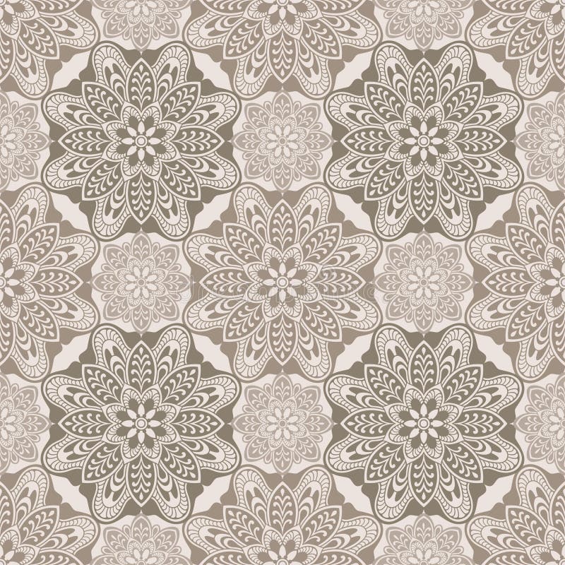 Mandala Geometric Pattern, Brown and Beige Stock Vector - Illustration ...
