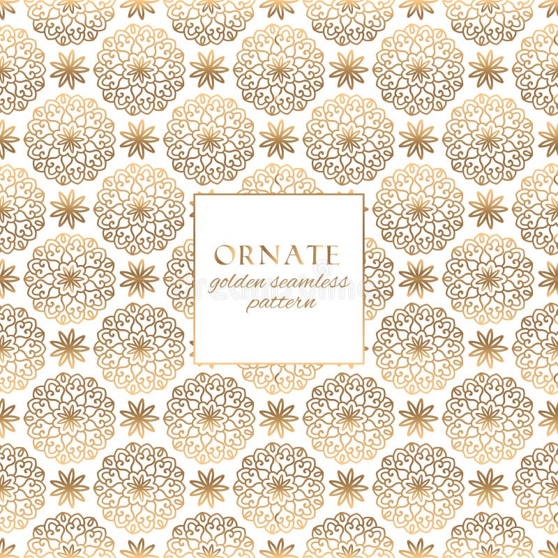 Oriental Gold and White Ornate Tiles Vector Seamless Pattern Stock ...