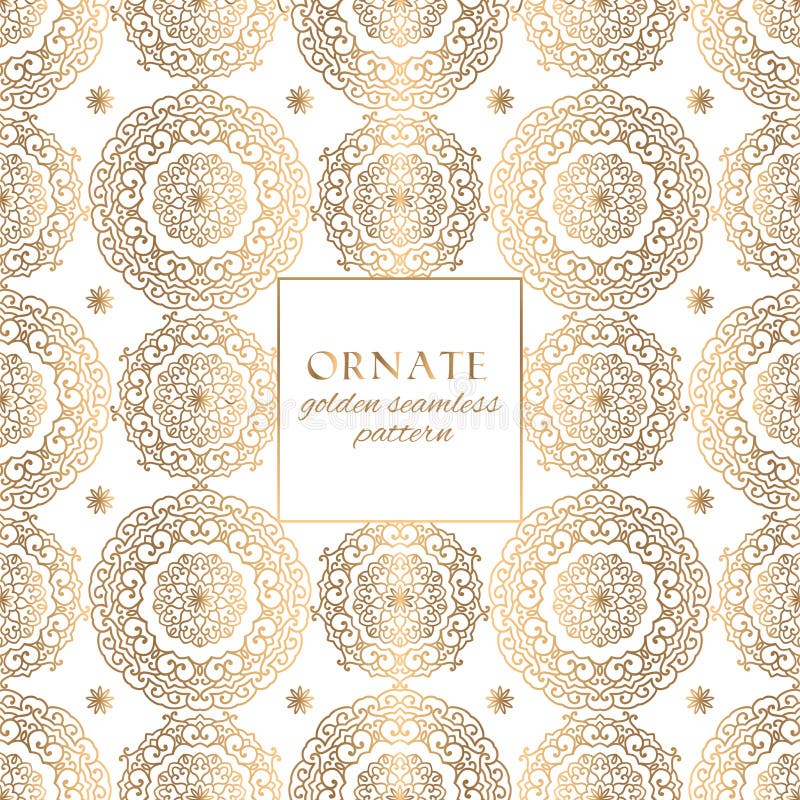 Oriental Gold and White Ornate Vector Seamless Pattern Stock Vector ...