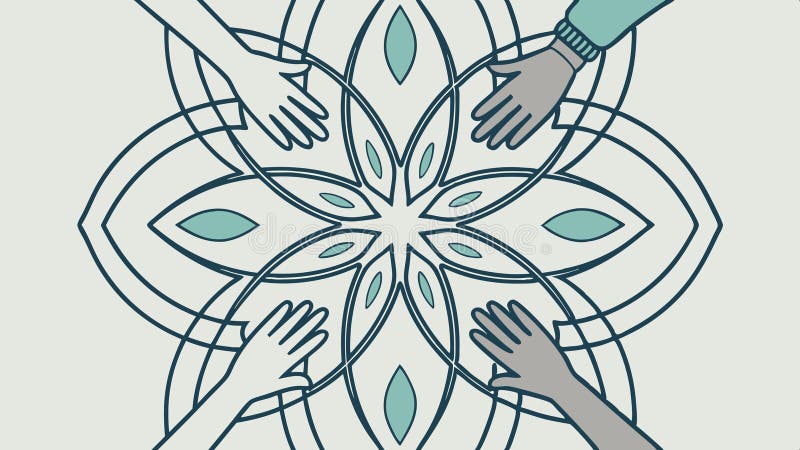 Mandala with Hands Design, Community and Support Symbol Vector Design ...