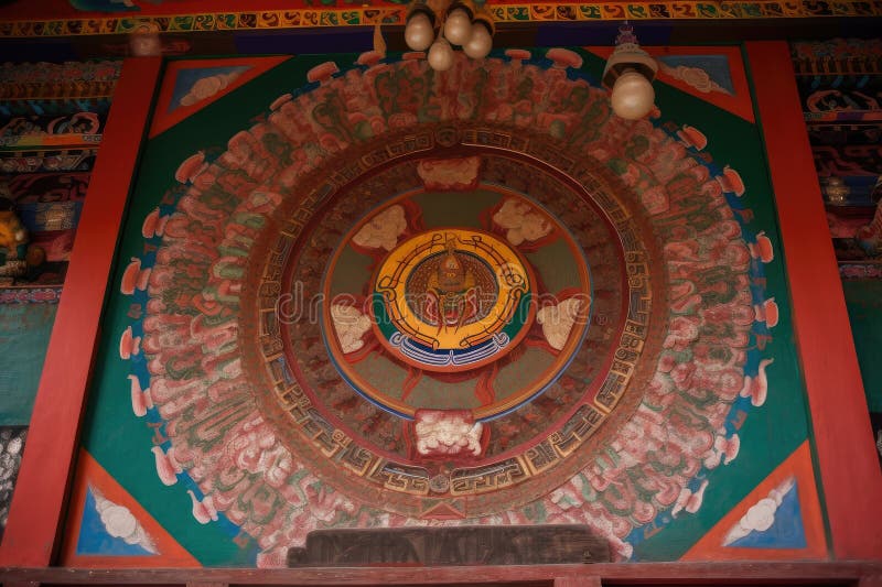 Mandala Hanging on a Wall of Monastery, Symbolizing the Divine and ...