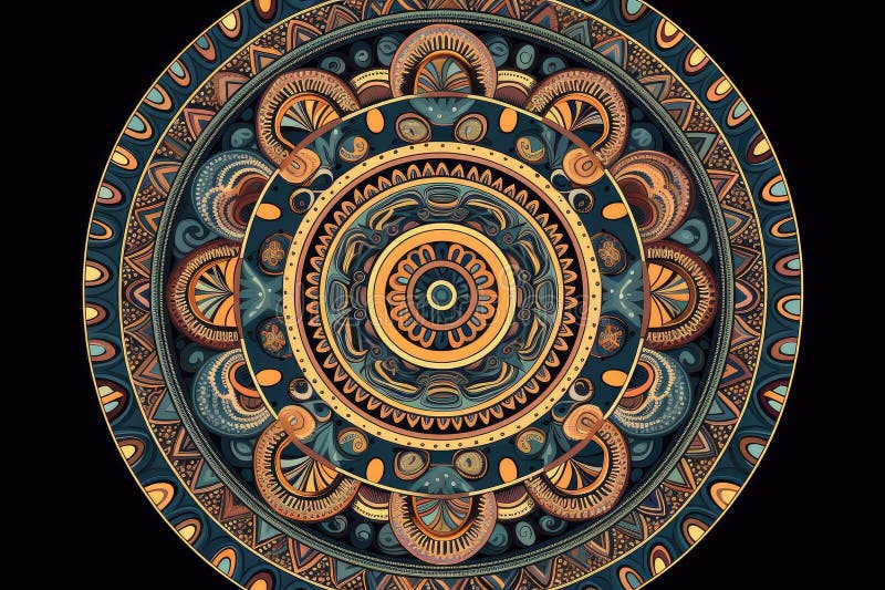 Mandala with Hypnotic Spirals, Shapes and Colors Stock Illustration ...