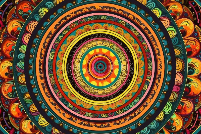 Mandala with Hypnotic Spirals, Shapes and Colors Stock Illustration ...