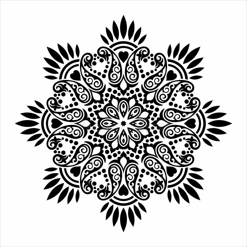 Vector Mandala Paisley Flower Design Stock Vector - Illustration of ...