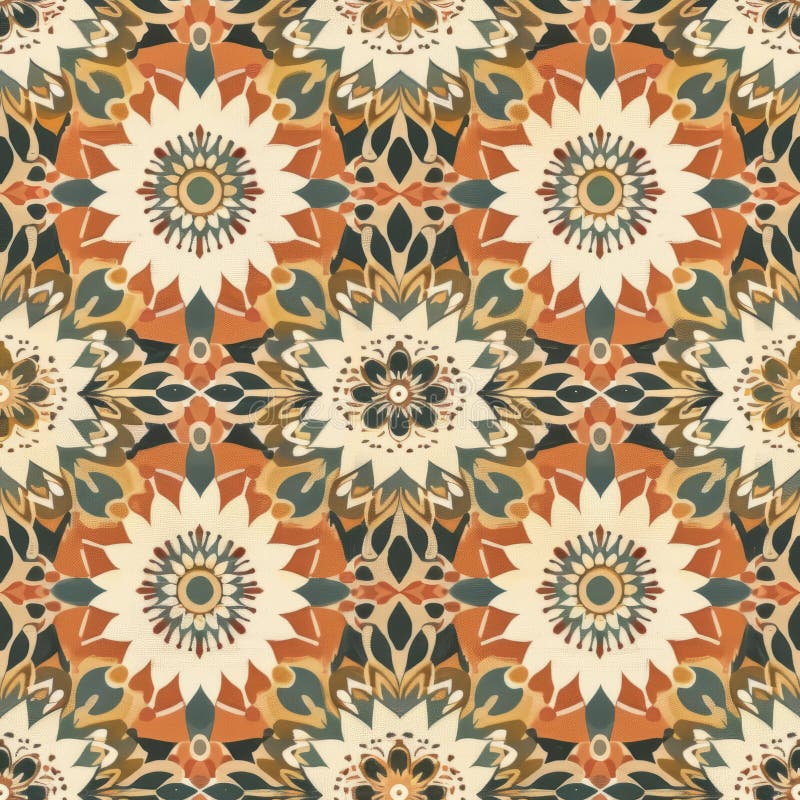 Mandala-inspired Floral Seamless Pattern Stock Image - Image of ...