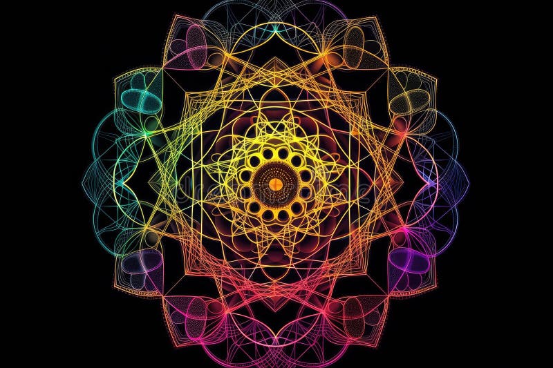 Mandala of Interconnected Sacred Geometry Shapes and Patterns Stock ...