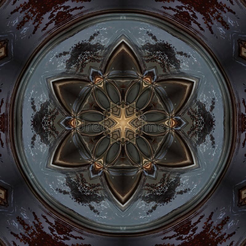 A Mandala with an Intricate Metallic Design, Consisting of Overlapping ...