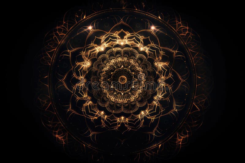 Mandala of Light Shining through the Darkness, Surrounded by Sacred ...