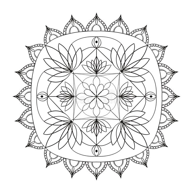 Mandala with Lotus Ornament Stock Illustration - Illustration of ...