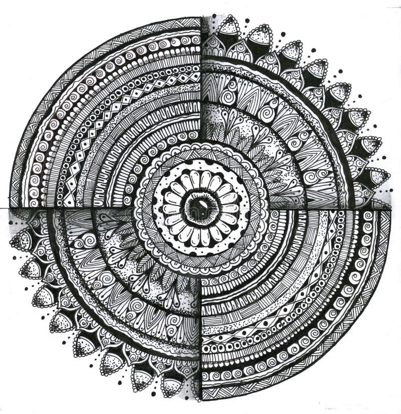 Mandala handmade draw stock illustration. Illustration of textures ...