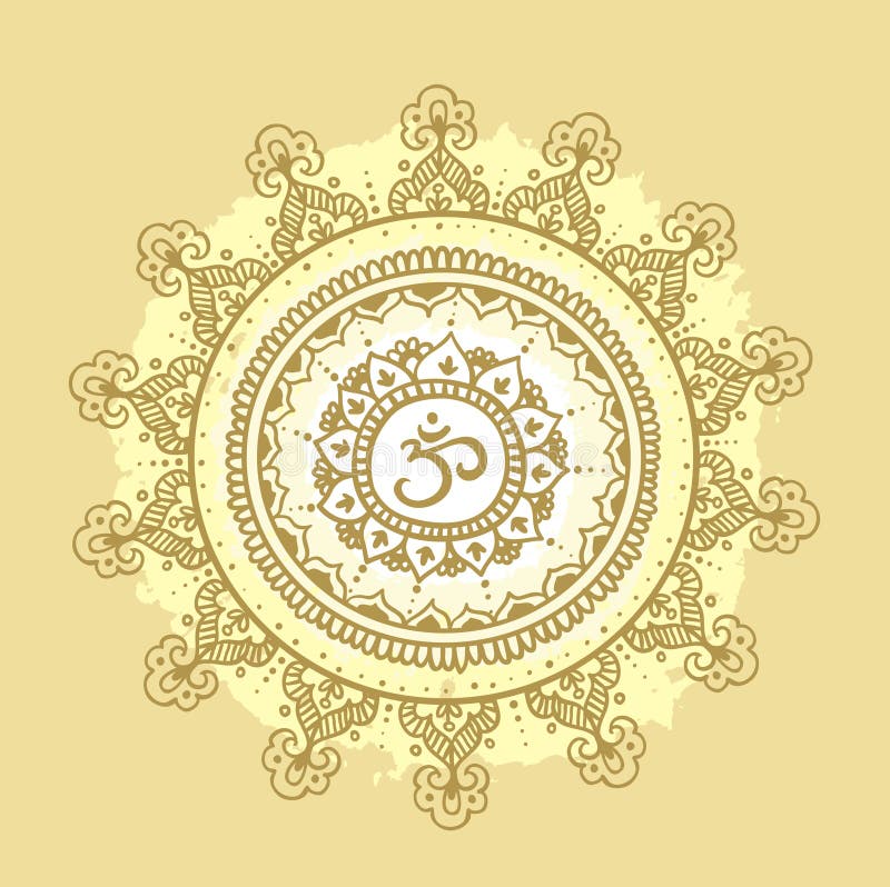 Mandala Om. Round Ornament Pattern Stock Vector - Illustration of ...