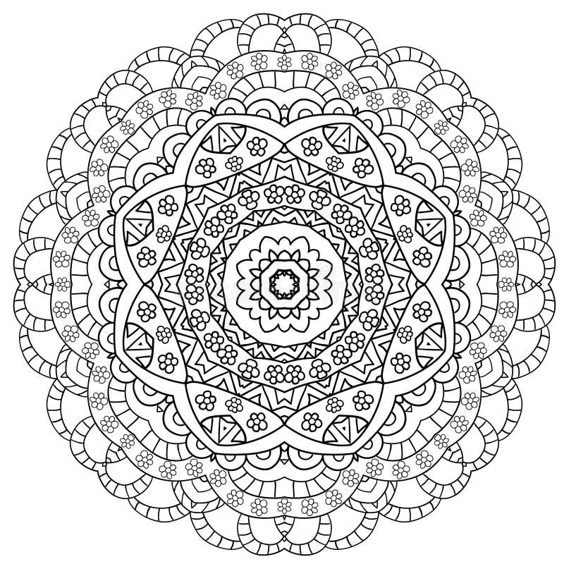 Mandala Ornement rond illustration de vecteur. Illustration du main ...
