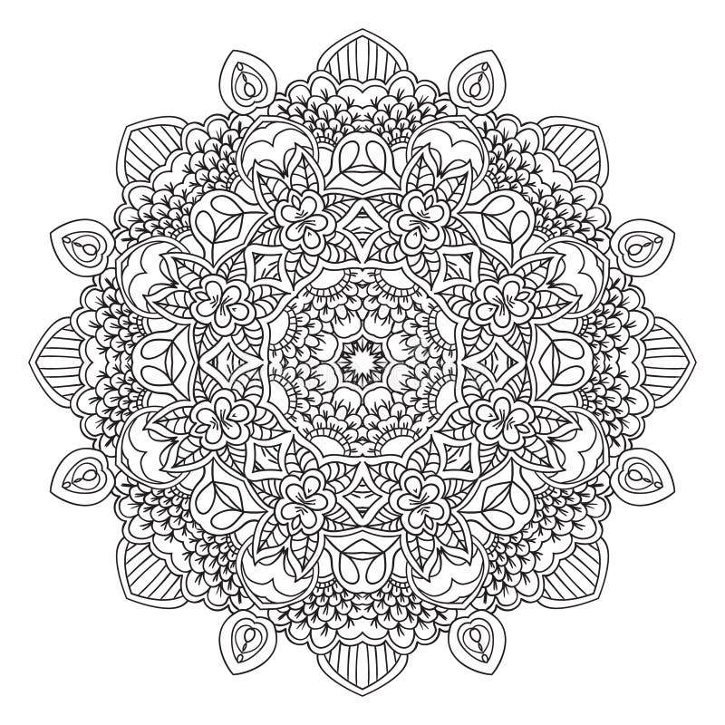 Mandala Ornement rond illustration de vecteur. Illustration du henné ...