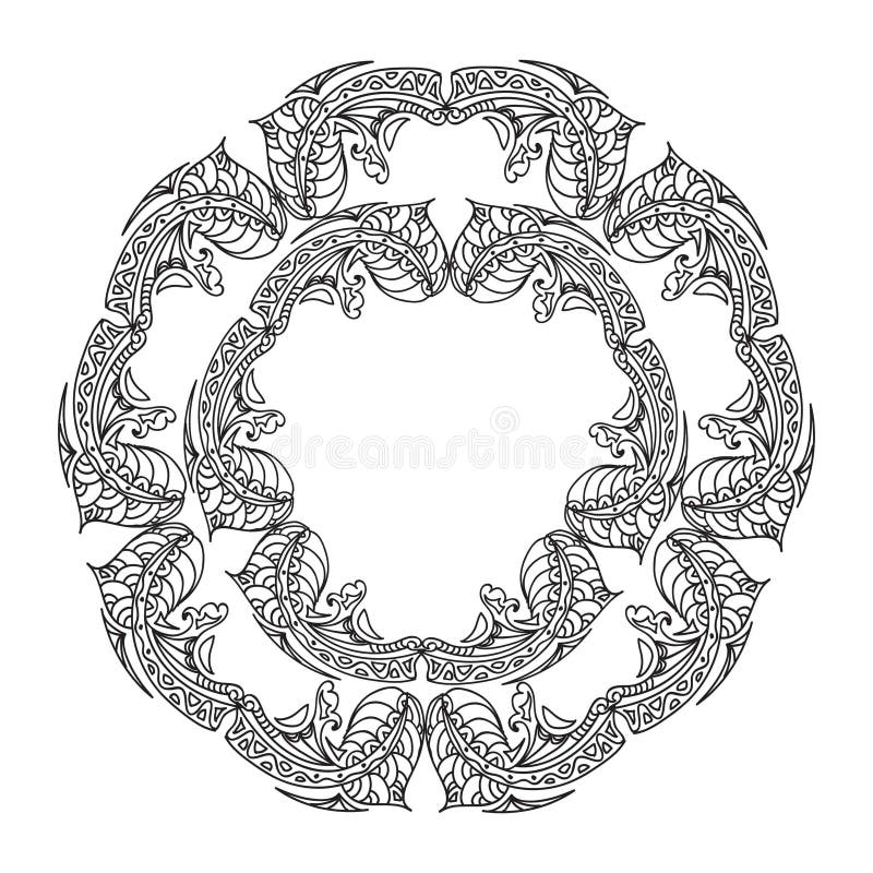 Zentangle oval do quadro ilustração stock. Ilustração de isolado - 54841052