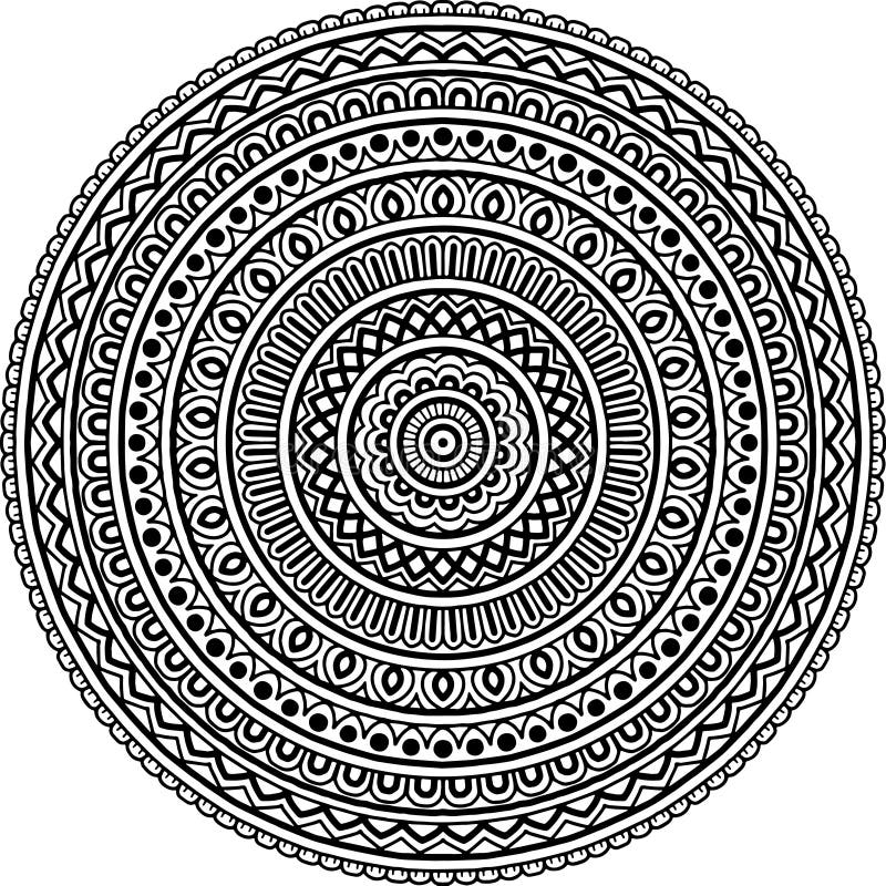 Mandala Pattern Black and White Stock Illustration - Illustration of ...