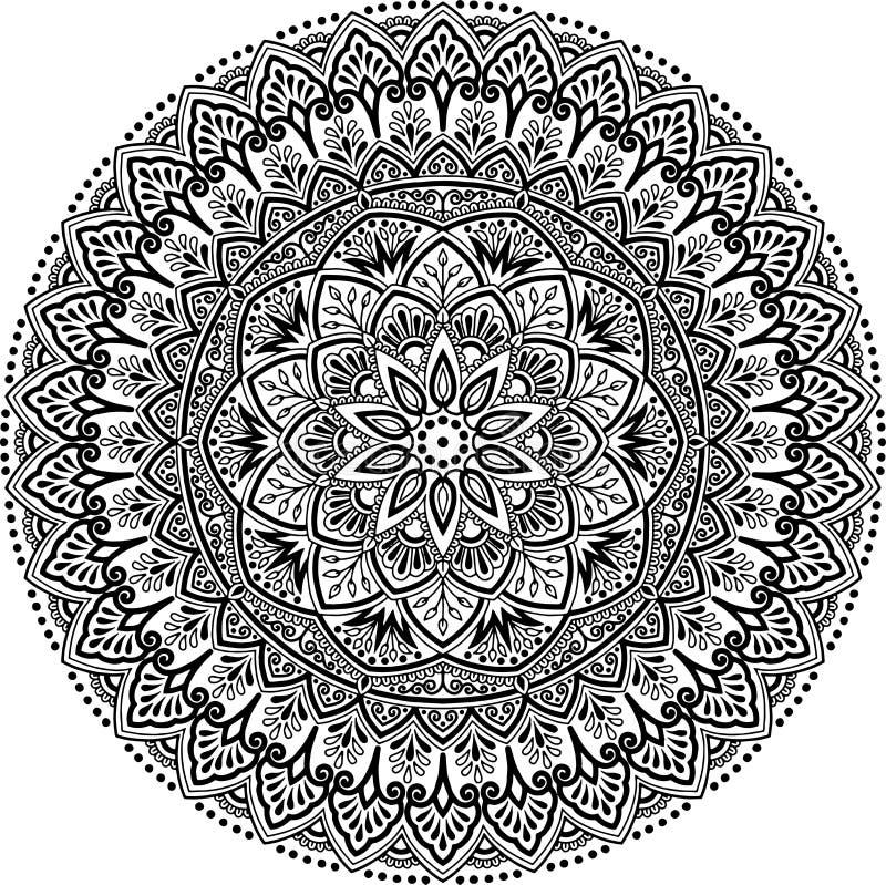 Mandala Pattern Black and White Stock Illustration - Illustration of ...