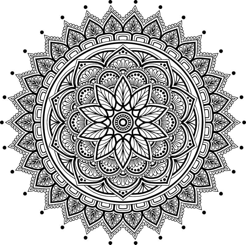 Mandala Pattern Black and White Stock Illustration - Illustration of ...