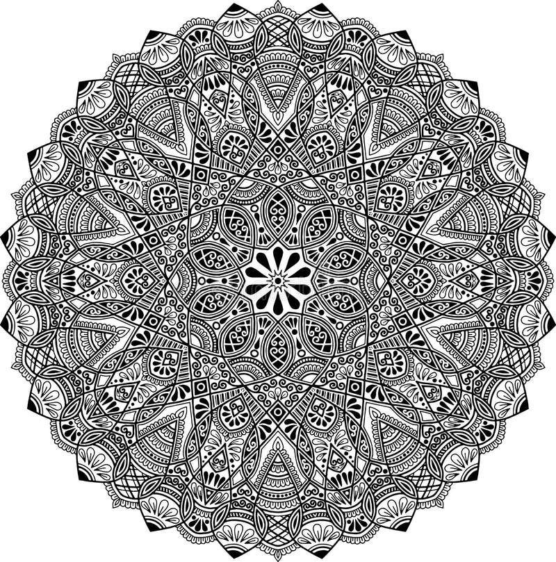 Mandala Pattern Black and White Stock Illustration - Illustration of ...