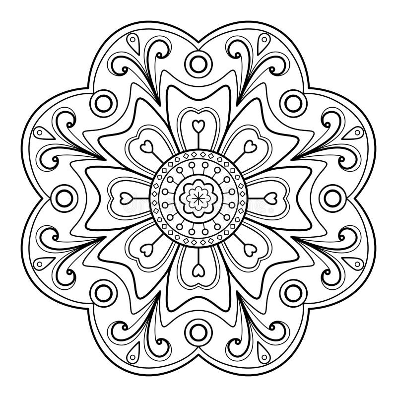 Mandala Pattern for Coloring Book. Mandala Digital Art Stencil Stock ...