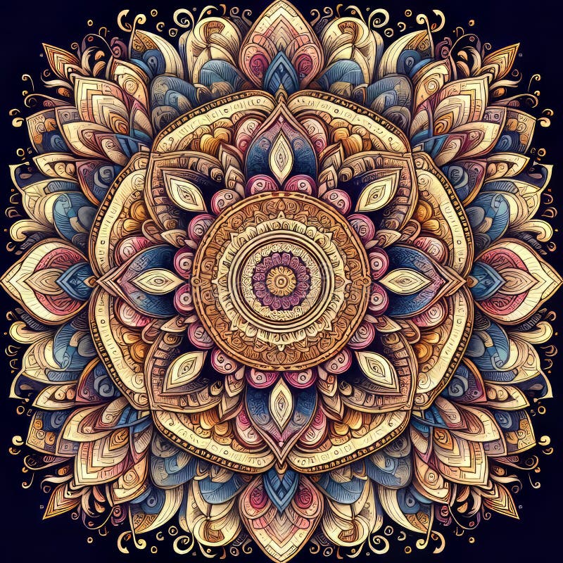 Mandala Pattern a Symmetrical Intricate Design with Concentric C Stock ...
