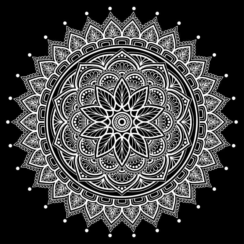 Mandala pattern white stock illustration. Illustration of doodles ...