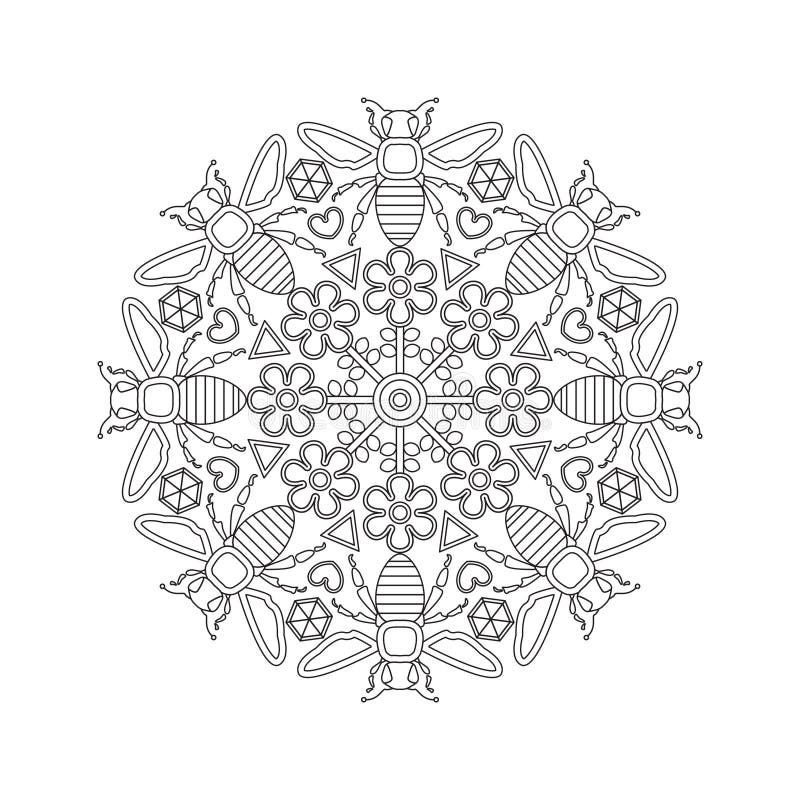 Mandala Per Bambini Con Api Illustrazione Vettoriale - Illustrazione di ...