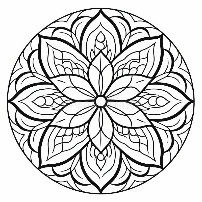 Ornate Flower Mandala Coloring Page with Translucent Overlapping Motifs ...