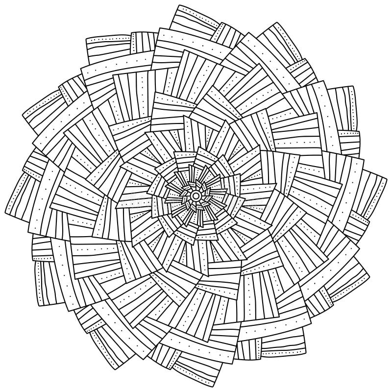 Mandala with Rectangular Petals and Dots, Antistress Coloring Page for ...