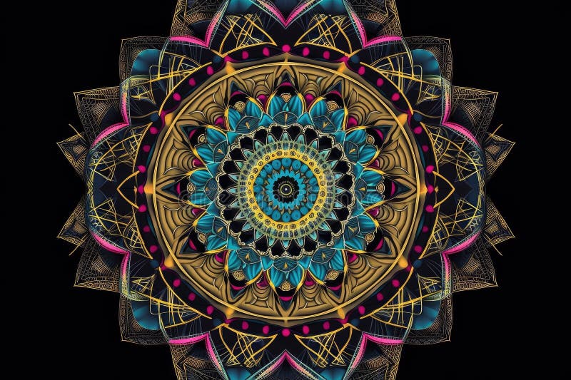Mandala with Repeating Geometric Patterns and Sacred Geometry Stock ...