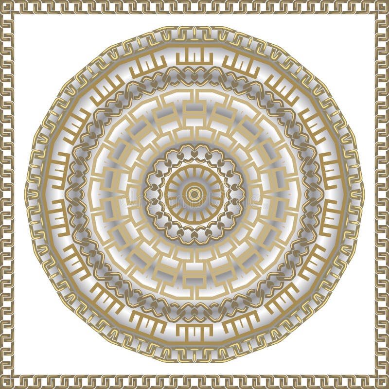 Mandala. Round Greek Mandala Pattern with Square Frames. Vector Golden ...
