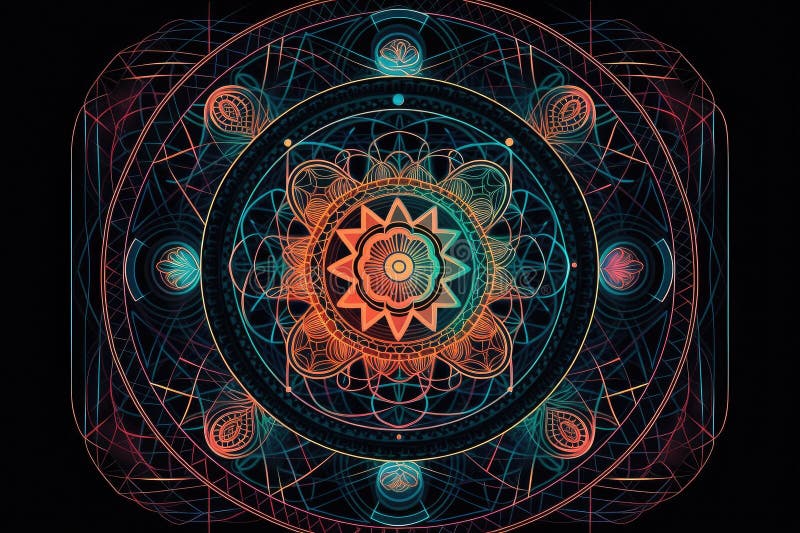 Mandala of Sacred Geometry with Intricate Lines and Shapes Stock ...