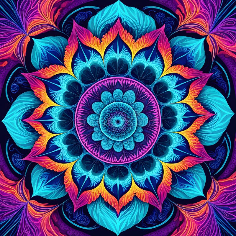 Mandala with Shifting Geometric Patterns and Vibrant Pastel Colors ...