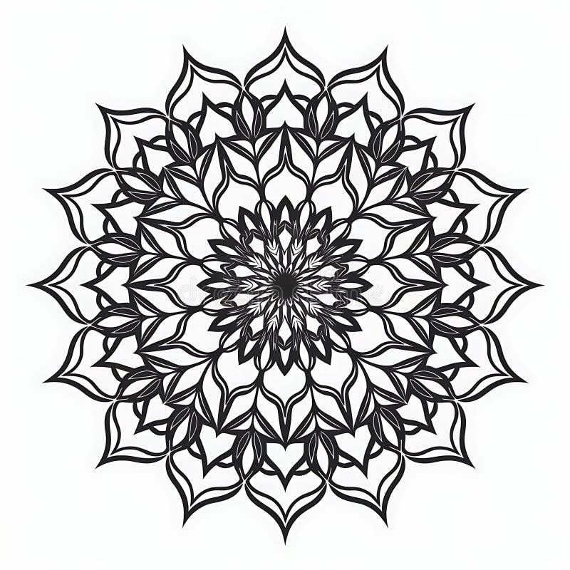 Mandala Silhouette Featuring Overlapping Stars and Petal Motifs Stock ...