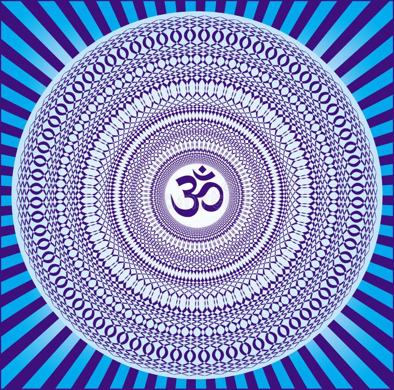 Mandala of Squares, Circles and Rays. Aum / Om / Ohm Sign. Vector ...