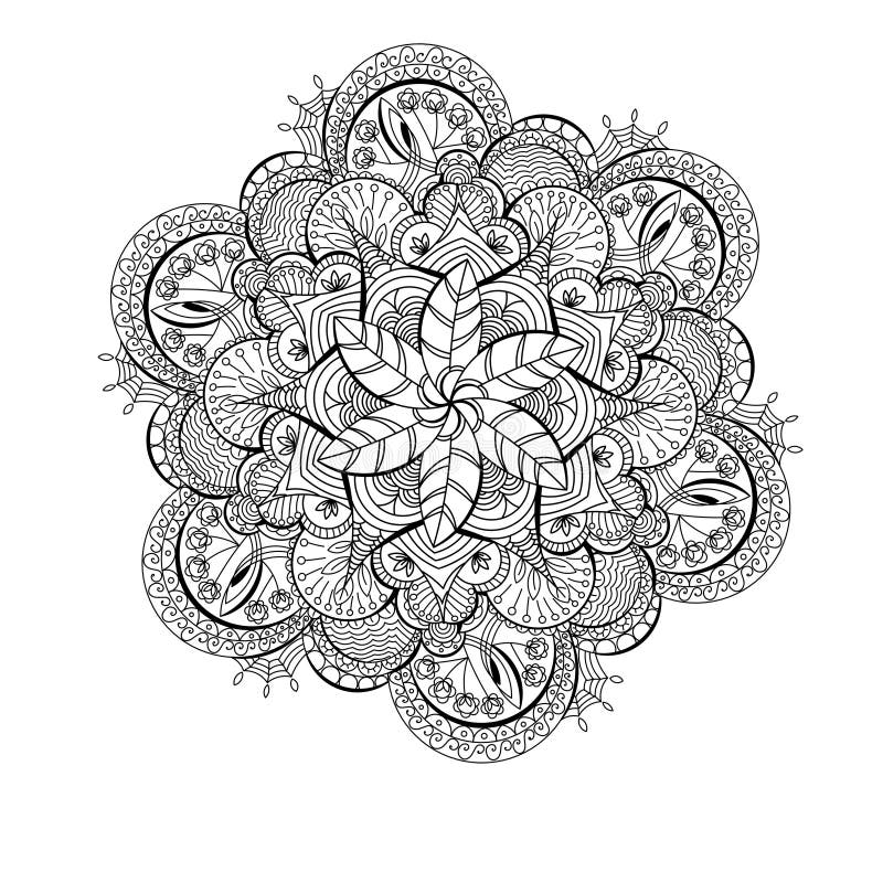 Mandala 4 stroke stock illustration. Illustration of circle - 256399361