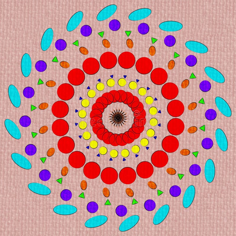 Mandala Style Digital Artwork of Different Shapes and Sizes on a Light ...