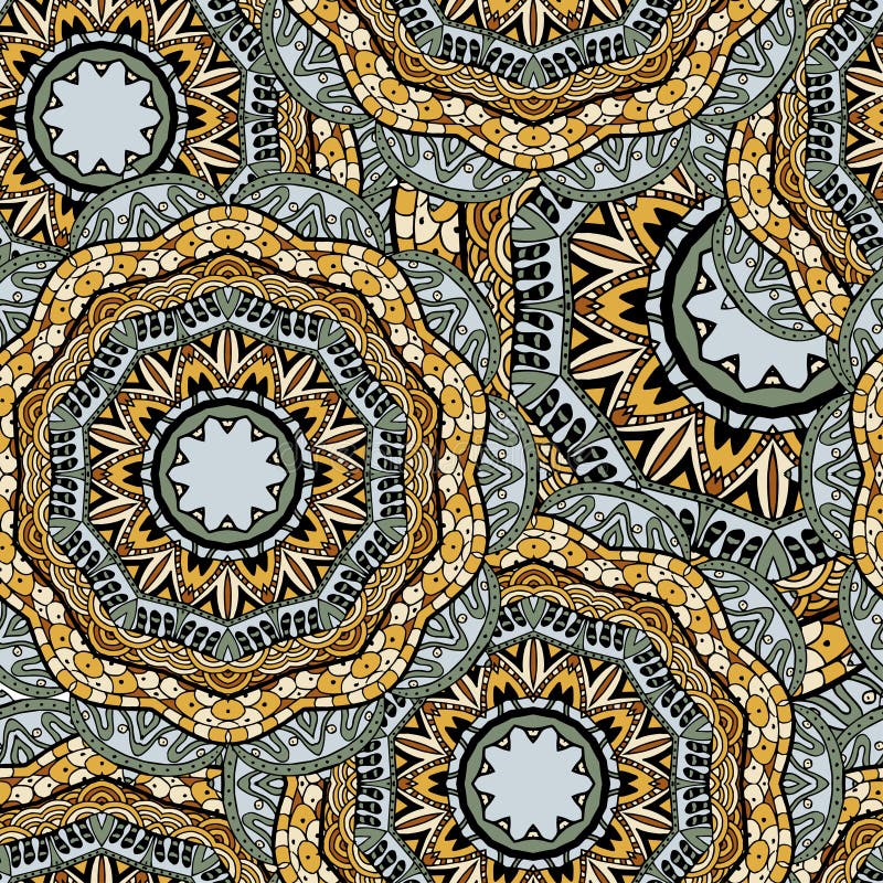 Mandala Texture in Bright Colors. Seamless Pattern on Indian Style ...