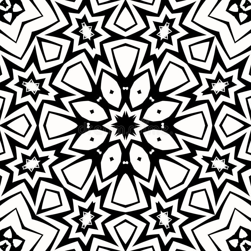 Mandala Vector Art Round Symmetrical Pattern Design in Black and White ...