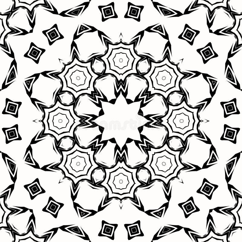 Mandala Vector Art Star Symmetrical Pattern Design in Black and White ...