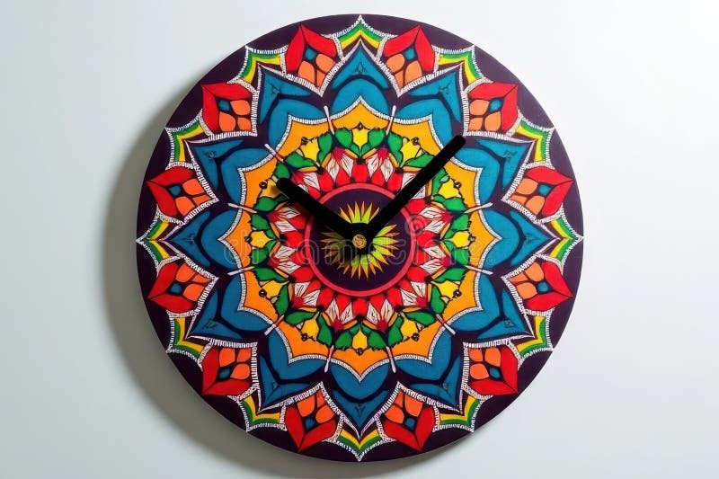 Mandala Wall Clock Featuring Geometric Design Stock Illustration ...