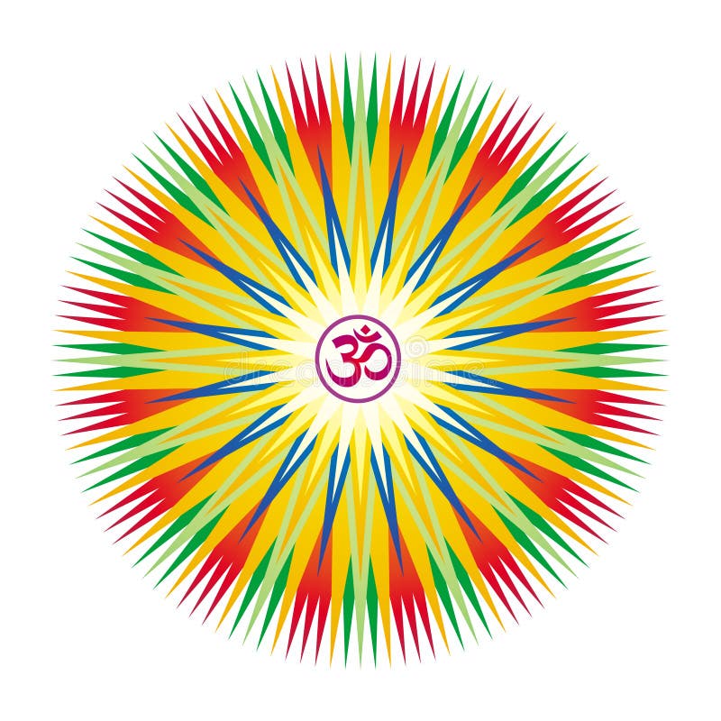 Geometric Colorful Mandala Star with Aum / Ohm / Om Sign in the Center ...