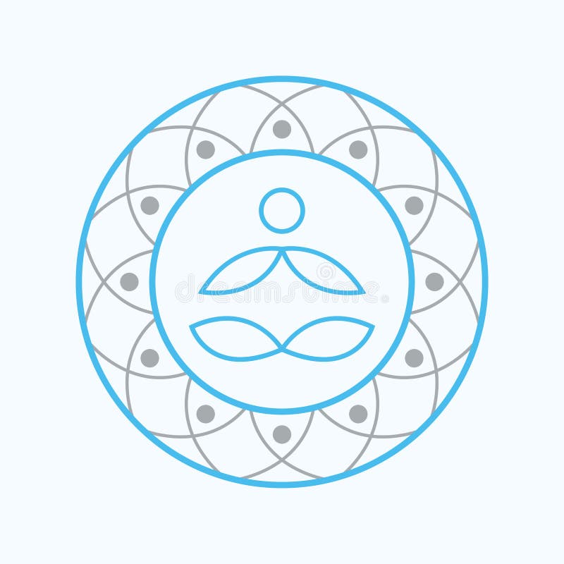 Mandala and Yoga Symbol Icon Design. Meditation Pose Flat Icon Stock ...