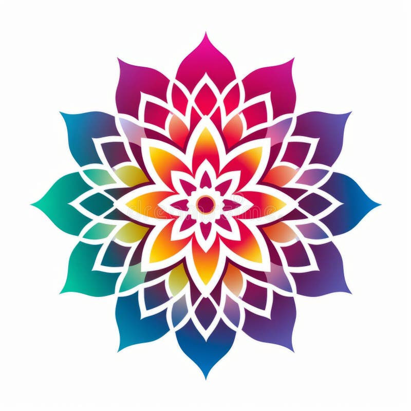 Minimalistic Mandalas Flower Icon Pattern on White Background Stock ...