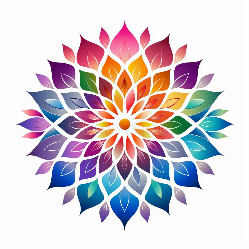 Mandalas Flower Icon Minimalistic Pattern on White Background Stock ...