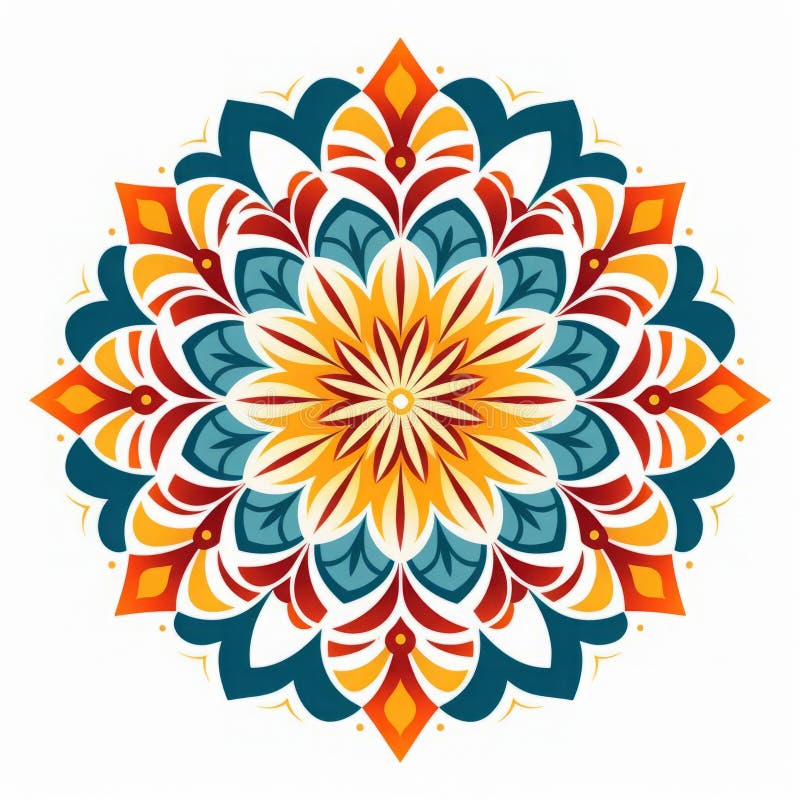 Mandalas Icon Pattern on Minimalistic White Background with Color Stock ...