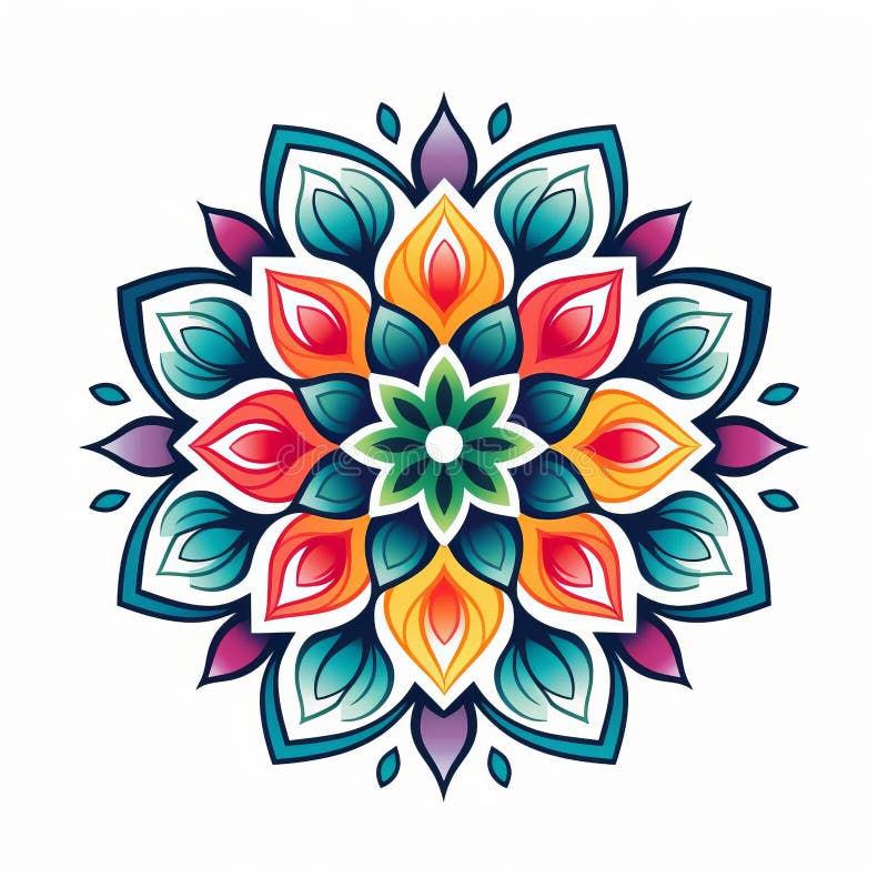 Mandalas Icon Pattern on Minimalistic White Background with Color Stock ...