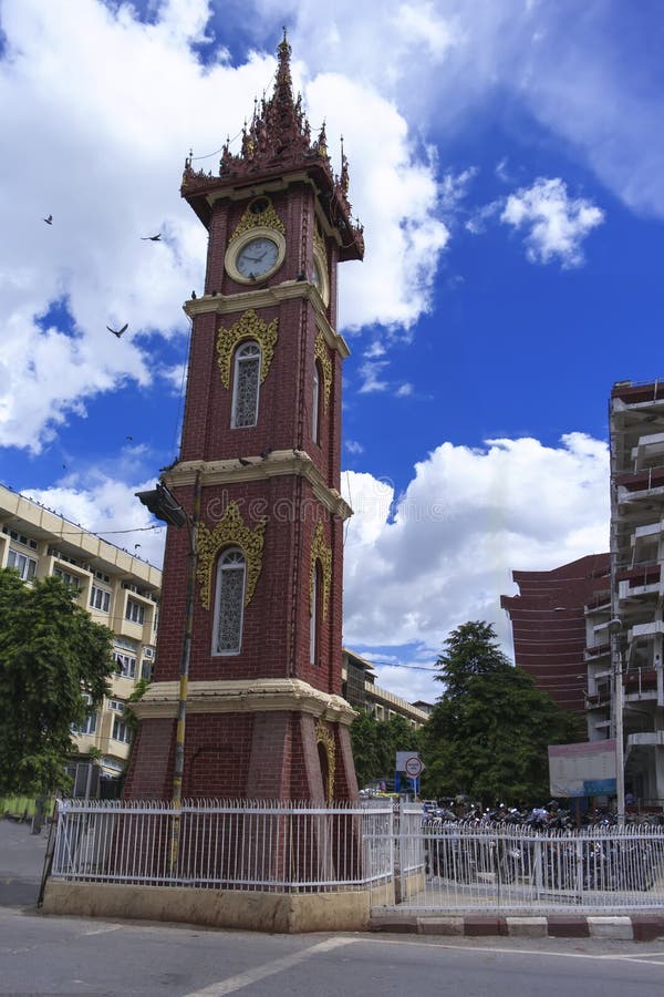 Clock Tower in Mandalay, Myanmar Editorial Image - Image of cars ...