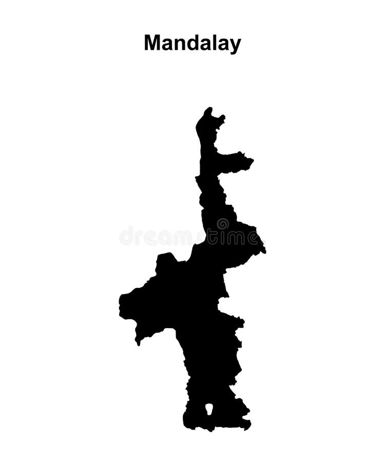 Mandalay outline map stock vector. Illustration of myanmar - 360612477