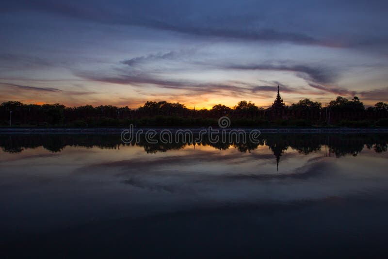 Mandalay Sunset stock image. Image of silhouette, burma - 49049819