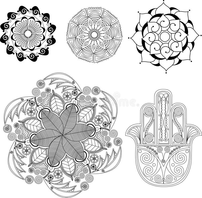 Mandalen Und Satz Der Angelegenheiten Stock Abbildung - Illustration ...